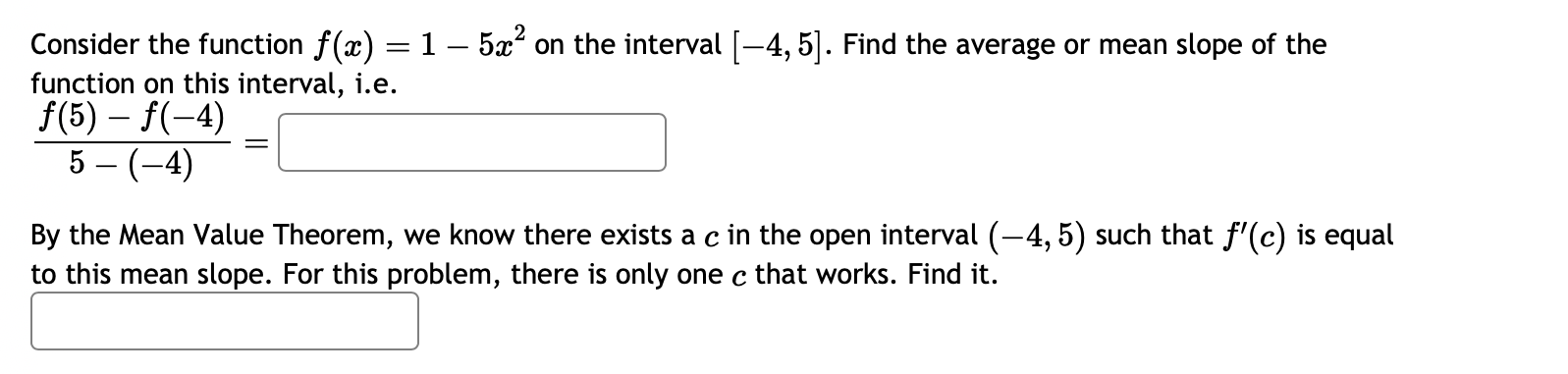 Solved Consider the function f(x)=1-5x2 ﻿on the interval | Chegg.com