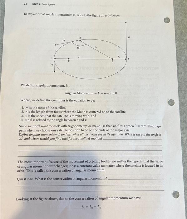 Solved To explain what angular momentum is, refer to the | Chegg.com