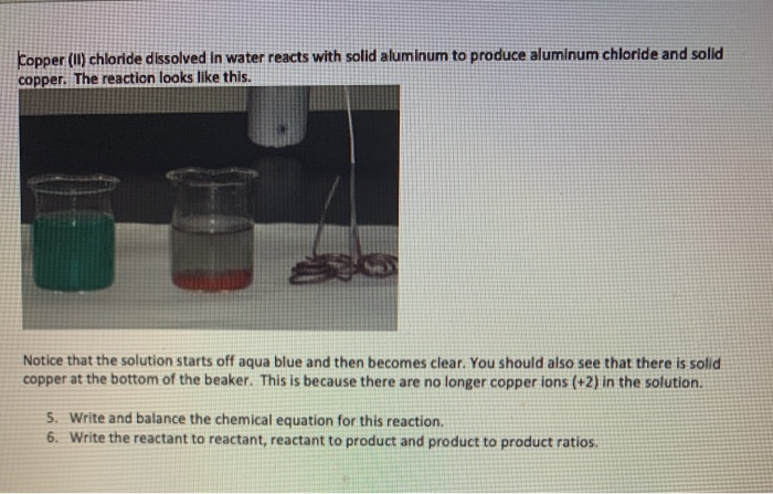 Solved Copper (ll) chloride dissolved in water reacts with | Chegg.com