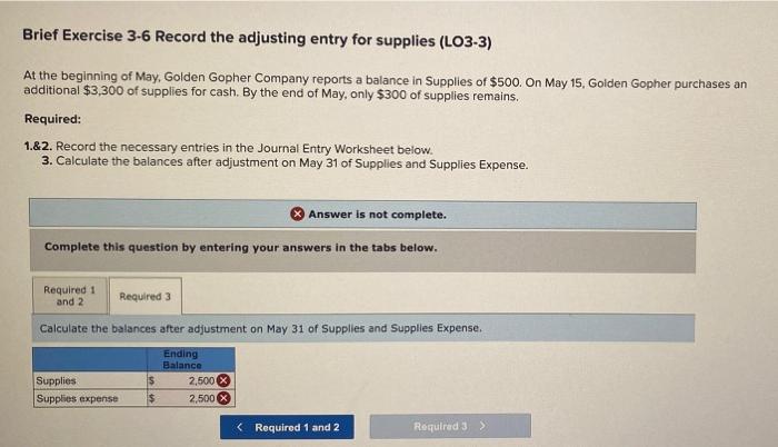 Solved Brief Exercise 3-6 Record the adjusting entry for | Chegg.com
