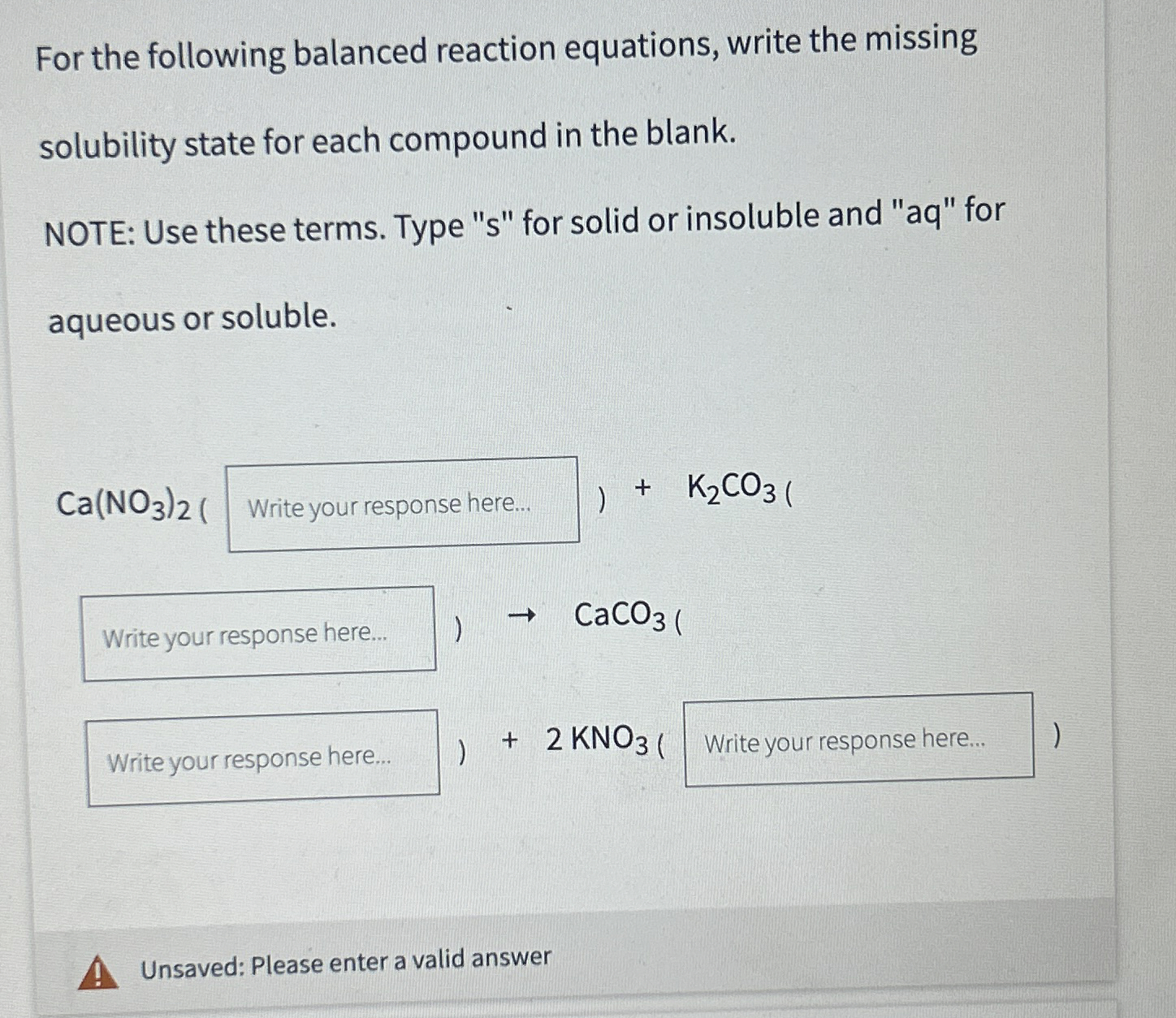 Solved For the following balanced reaction equations, write | Chegg.com