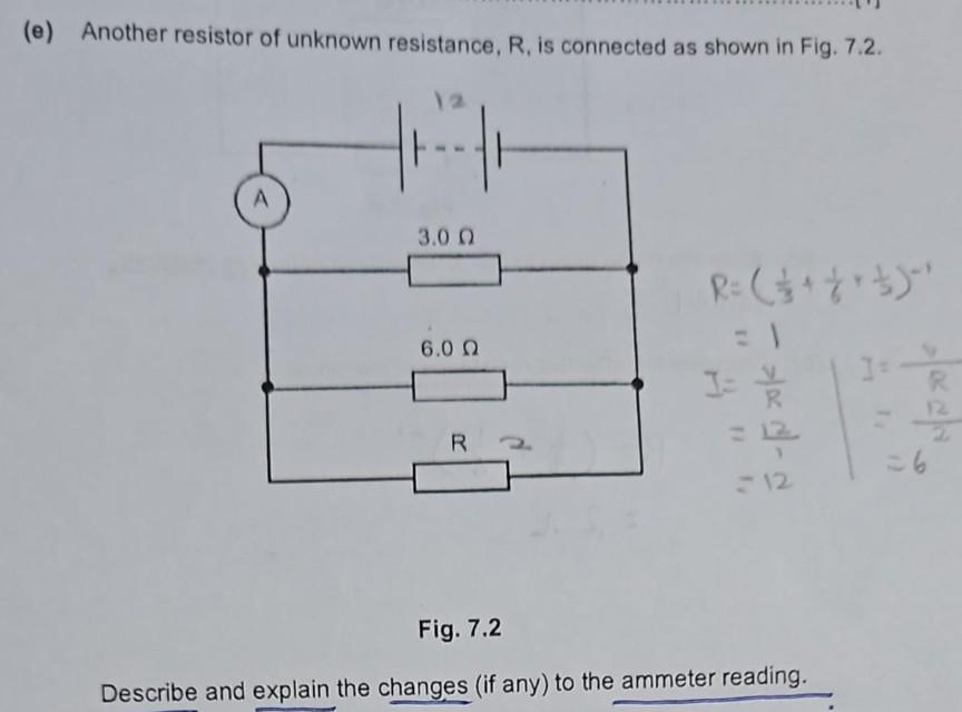 Solved (e) Another resistor of unknown resistance, R, is | Chegg.com