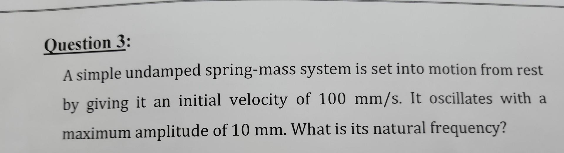 Solved Question 3: A simple undamped spring-mass system is | Chegg.com
