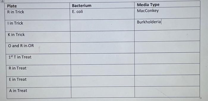 look at each plate on the list and identify the | Chegg.com