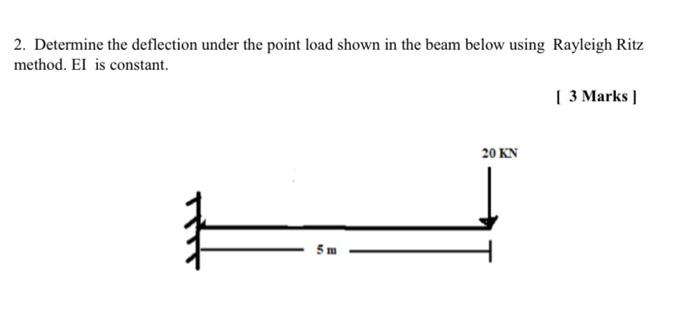 Solved 2. Determine the deflection under the point load | Chegg.com