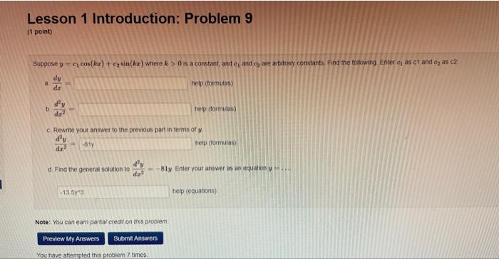 Solved Lesson 1 Introduction: Problem 9 (1 point) Suppose | Chegg.com
