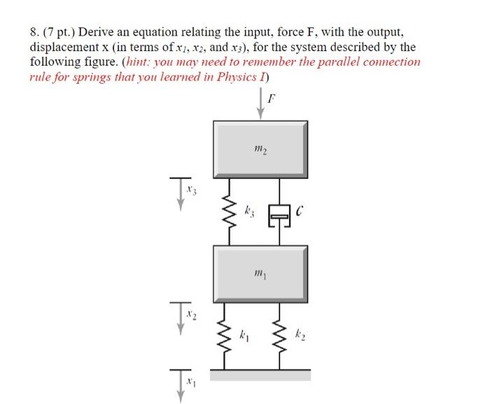 Solved 8. (7 pt.) Derive an equation relating the input, | Chegg.com