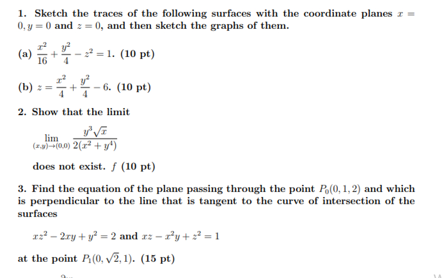 Solved Sketch the traces of the following surfaces with the | Chegg.com