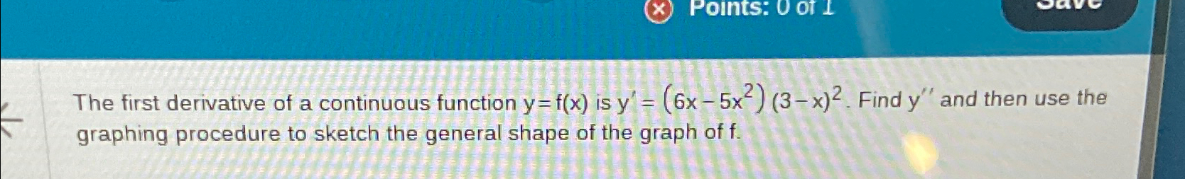 Solved The first derivative of a continuous function y=f(x) | Chegg.com