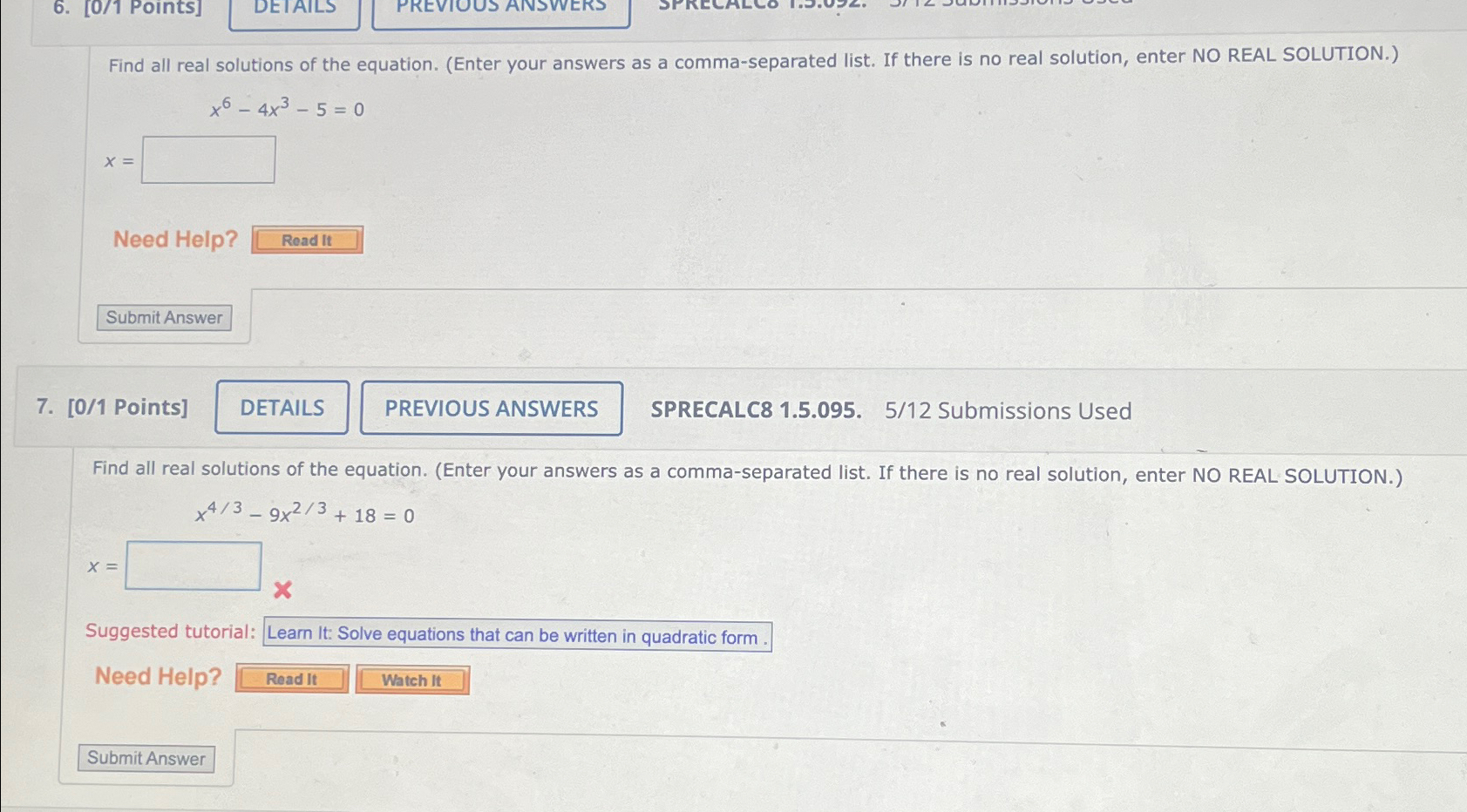 Solved Find all real solutions of the equation. (Enter your | Chegg.com