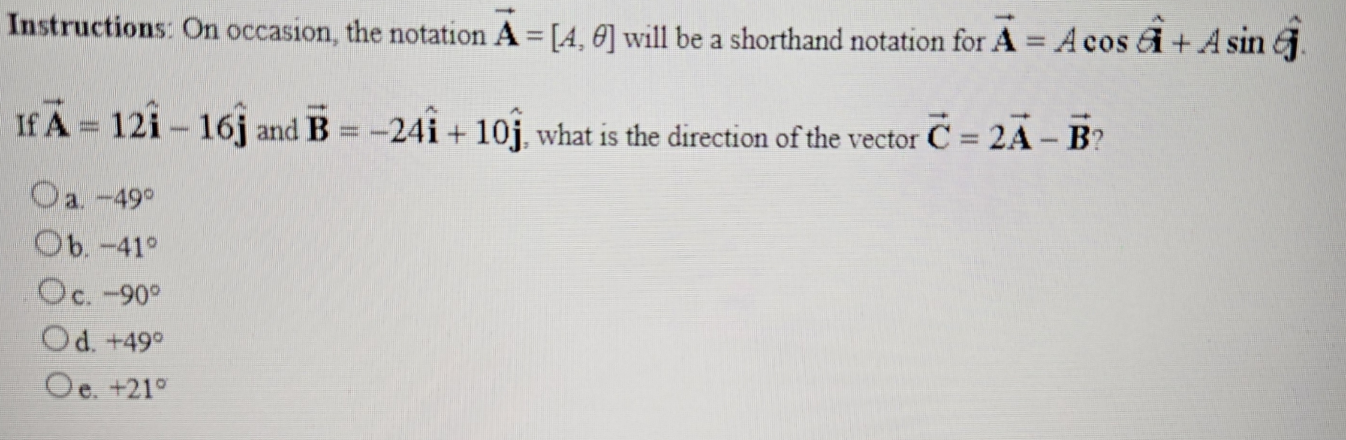 Solved Instructions: On occasion, the notation vec(A)=[A,θ] | Chegg.com