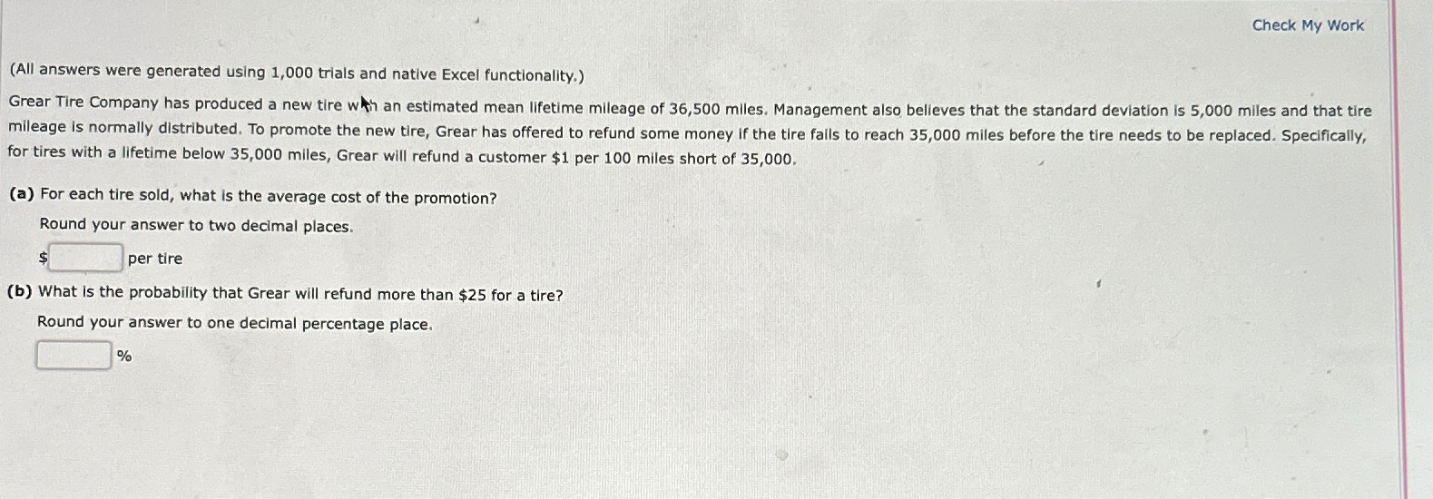 Solved Check My Work(All answers were generated using 1,000 | Chegg.com