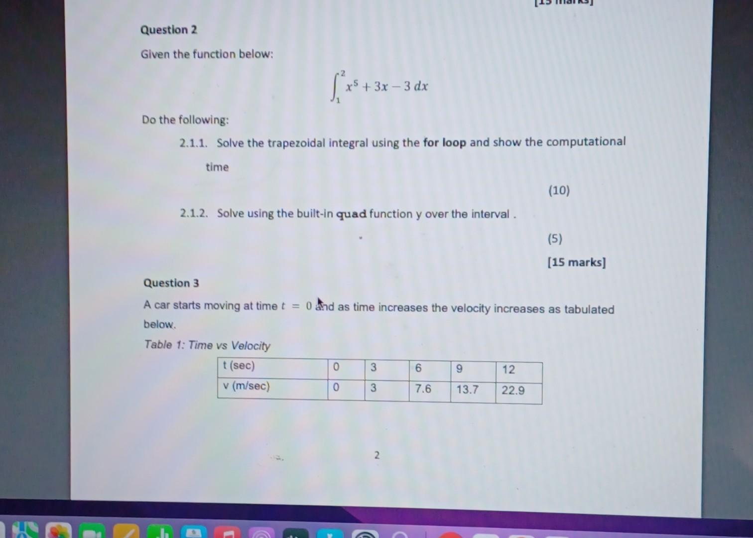 Solved Given the function below: ∫12x5+3x−3dx Do the | Chegg.com