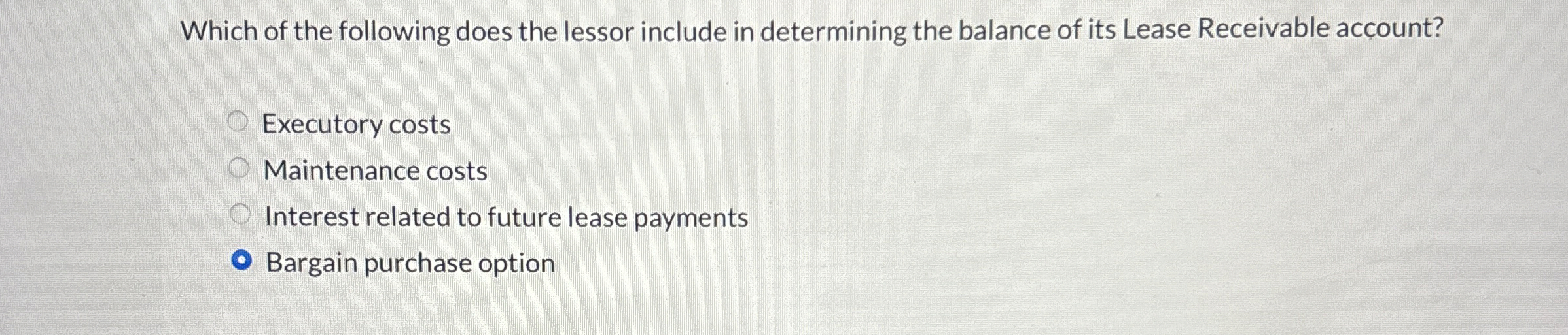 Solved Which of the following does the lessor include in | Chegg.com
