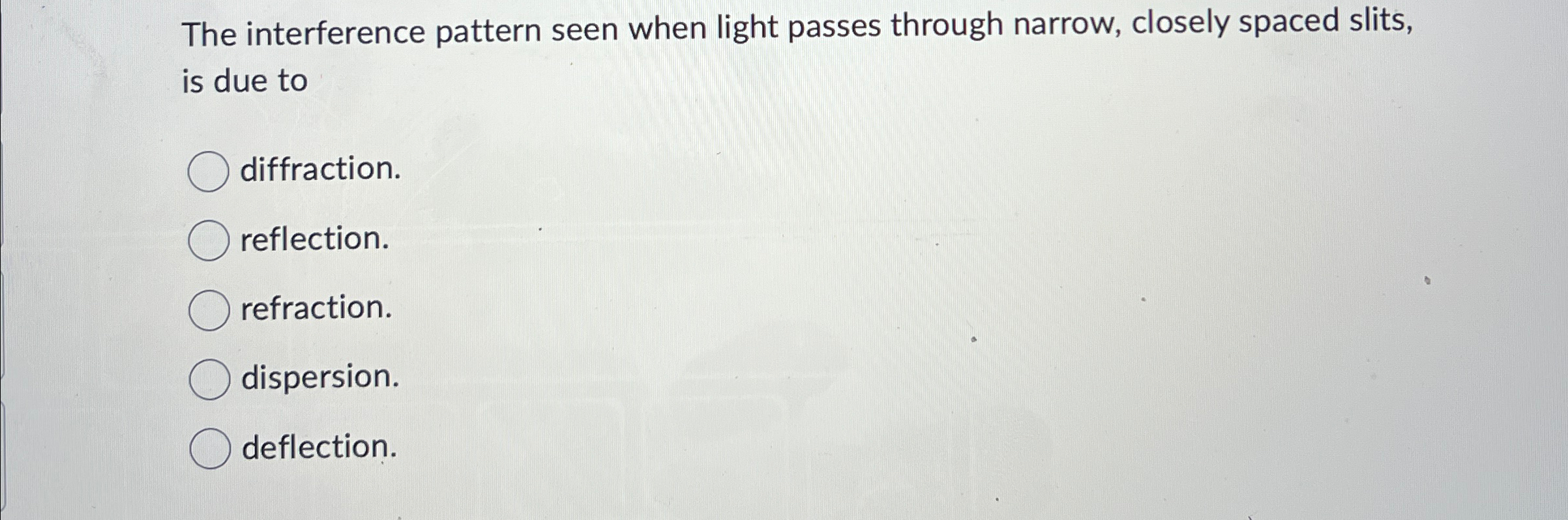 Solved The interference pattern seen when light passes | Chegg.com