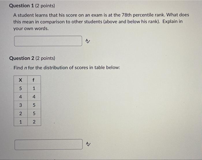 Solved A student learns that his score on an exam is at the | Chegg.com