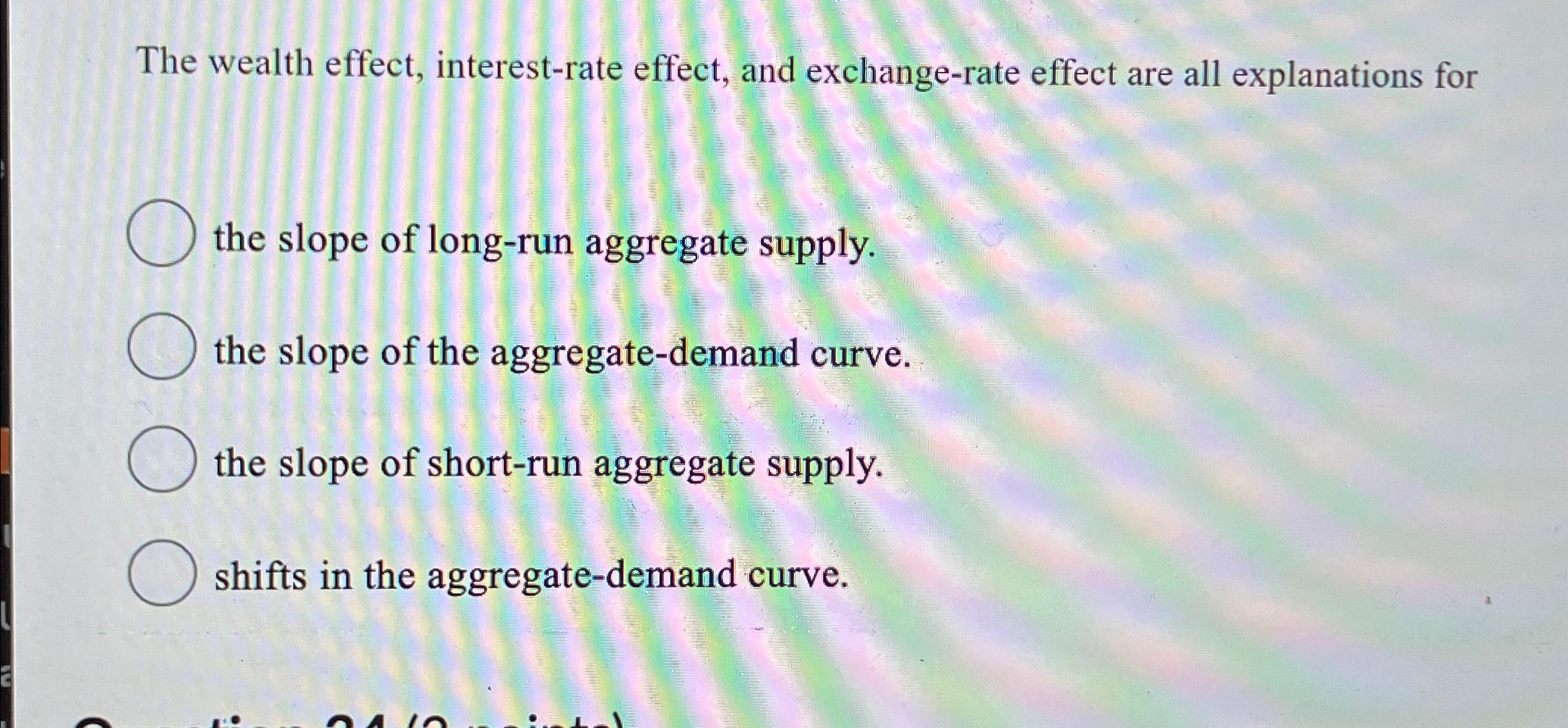 Solved The wealth effect, interest-rate effect, and | Chegg.com