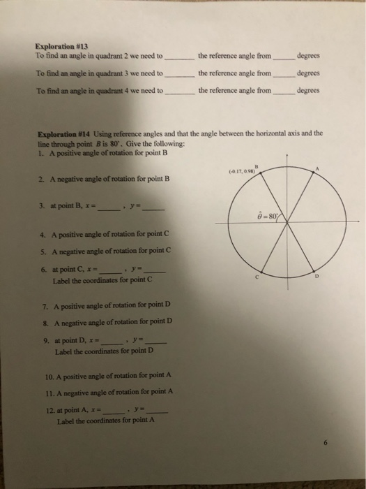 Solved degrees Exploration #13 To find an angle in quadrant | Chegg.com