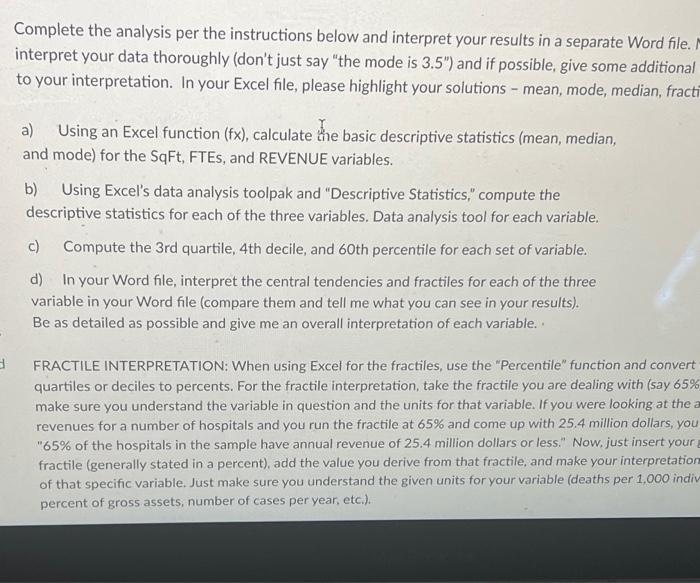 Complete the analysis per the instructions below and | Chegg.com