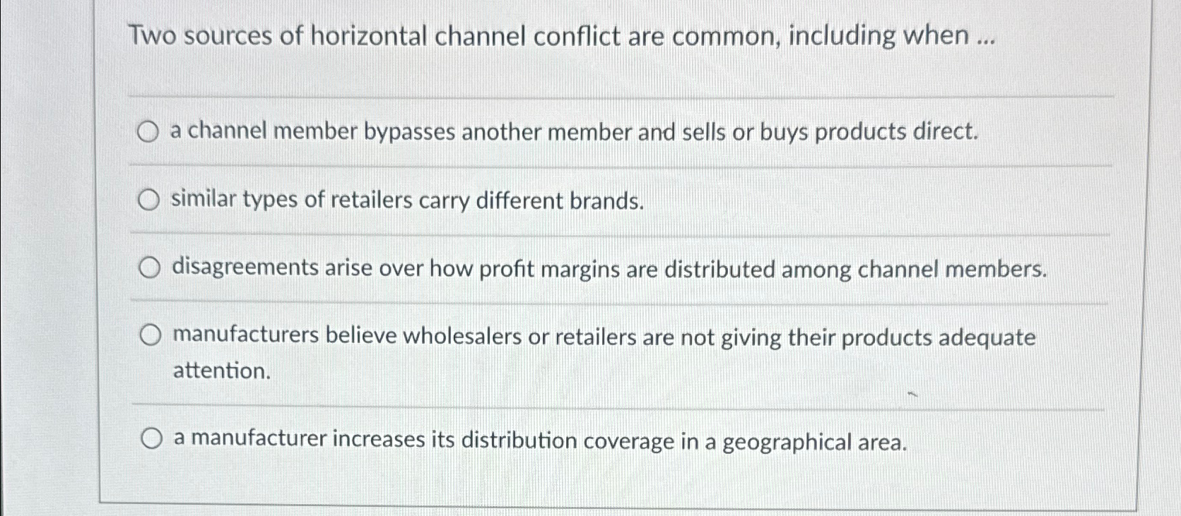Solved Two sources of horizontal channel conflict are | Chegg.com