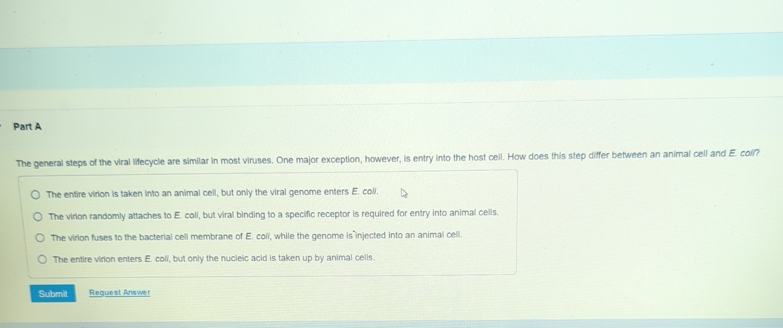 Solved Part AThe general steps of the viral lifecycle are | Chegg.com