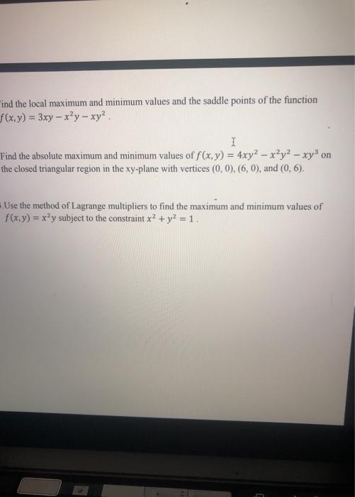 Solved ind the local maximum and minimum values and the | Chegg.com
