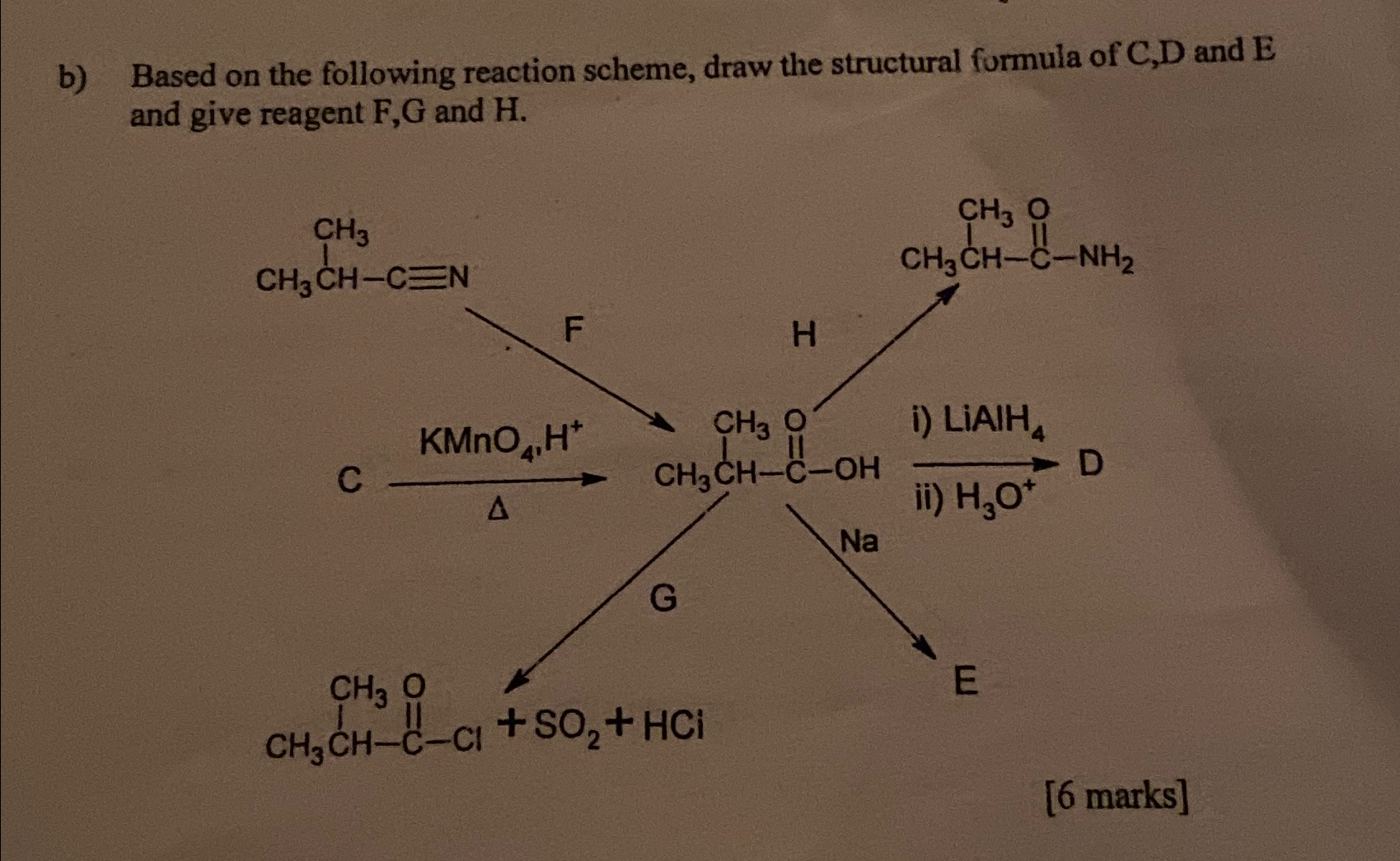 Solved b) ﻿Based on the following reaction scheme, draw the | Chegg.com