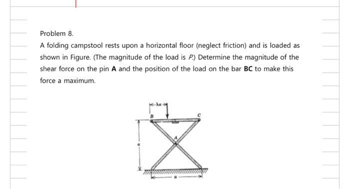 Solved Problem 8. A folding campstool rests upon a | Chegg.com