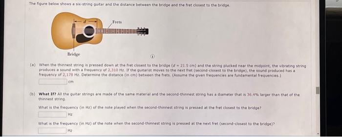 Solved (c) When the thinnest string in pressed down at the | Chegg.com