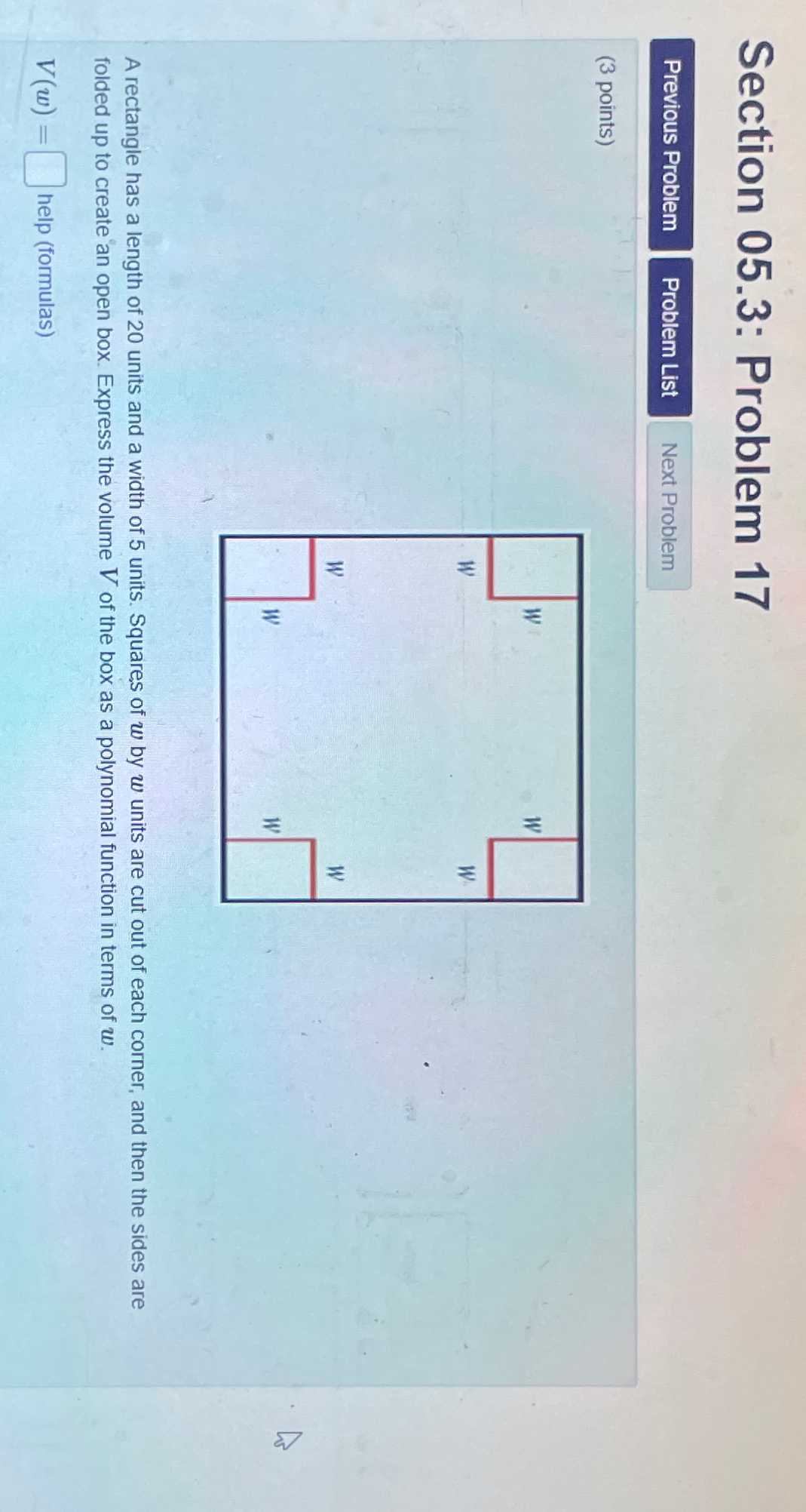 Solved Section 05.3: Problem 17(3 ﻿points)A rectangle has a | Chegg.com
