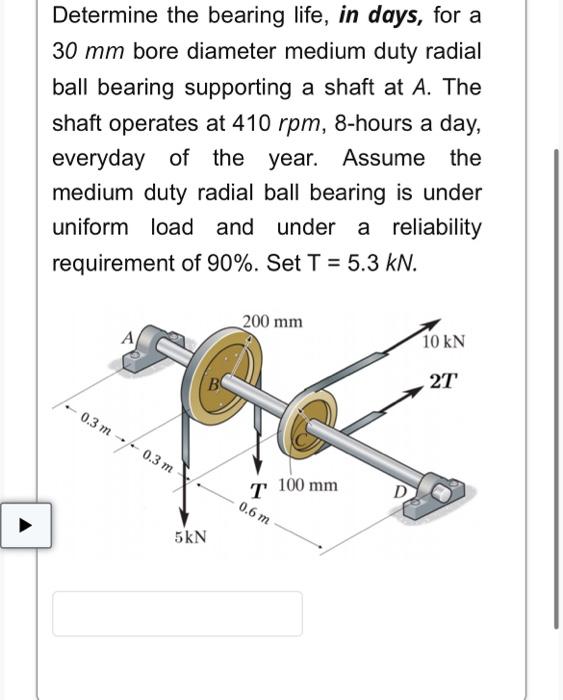 Solved Determine the bearing life, in days, for a 30 mm bore | Chegg.com