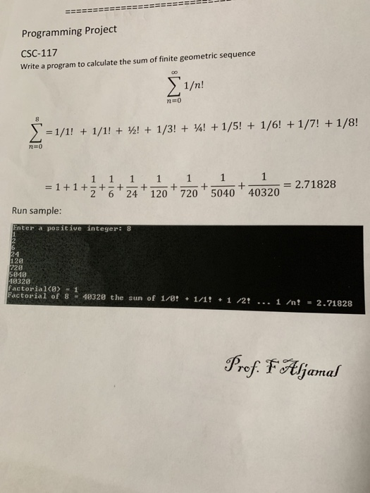 Solved Programming Project CSC-117 Write a program to | Chegg.com