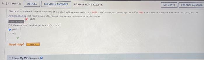 Solved number ef units that maximizes profit. (Reound your | Chegg.com