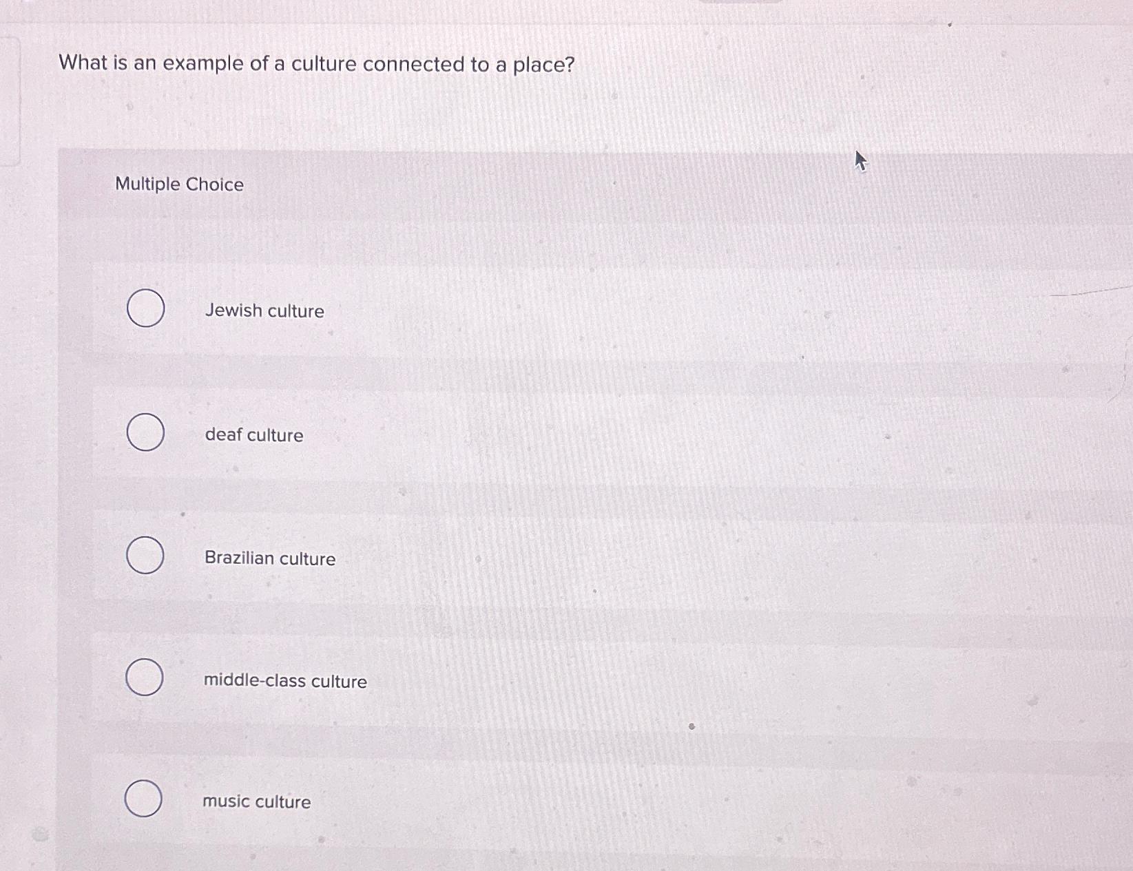 Solved What is an example of a culture connected to a | Chegg.com