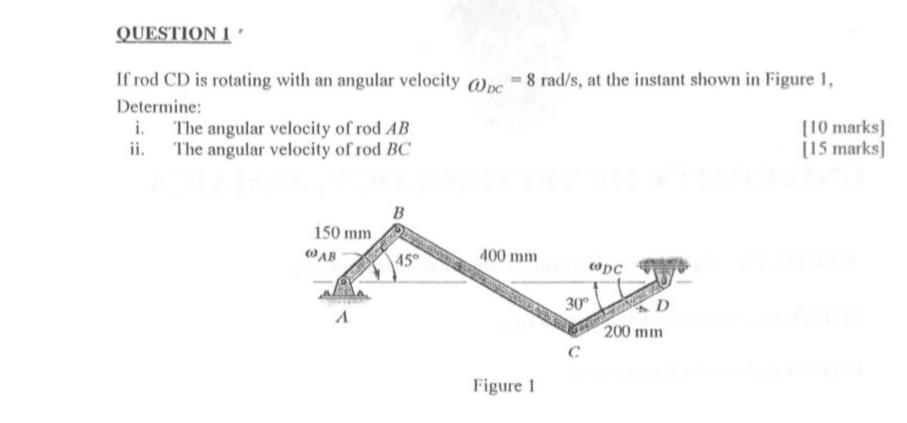Solved If rod CD is rotating with an angular velocity | Chegg.com