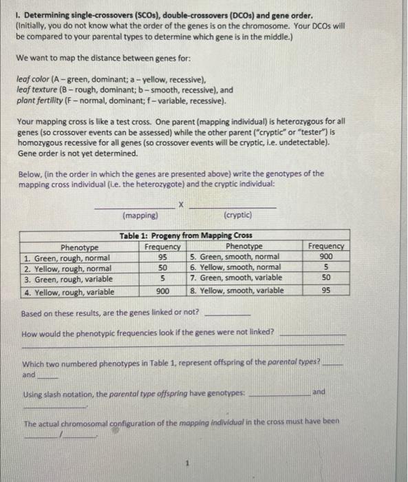 Solved 1. Determining single-crossovers (SCOs), | Chegg.com