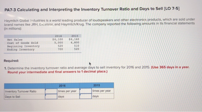 Solved PA7-3 Calculating and Interpreting the Inventory | Chegg.com