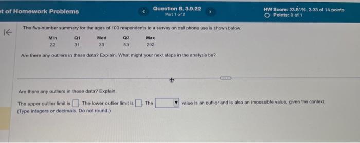 Solved Are there any outliers in these data? Explain. What | Chegg.com