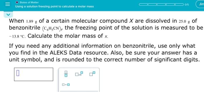 Solved When 1.89 g of a certain molecular compound X are | Chegg.com