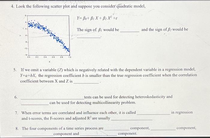 Solved 4. Look the following scatter plot and suppose you | Chegg.com