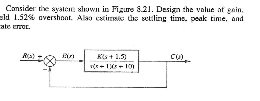 Solved need the third order system gain design for this | Chegg.com