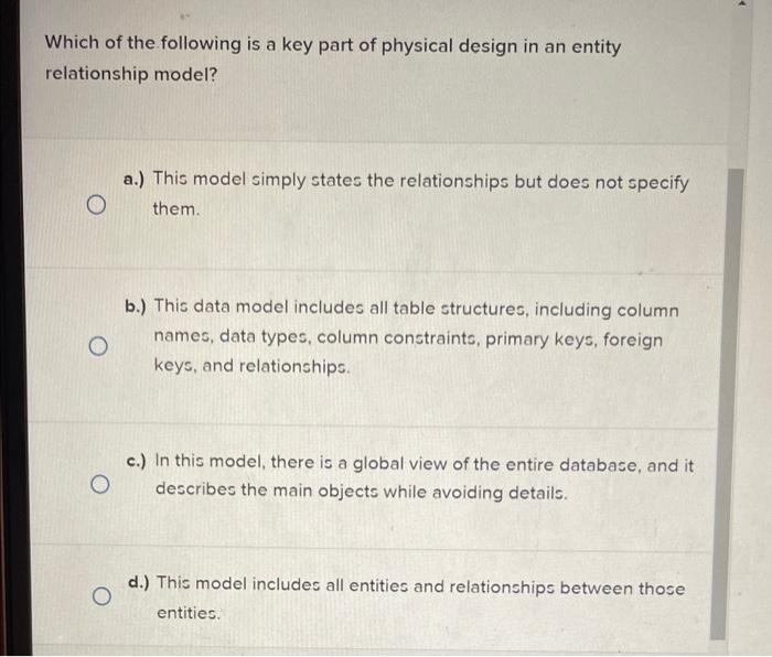 Solved Which of the following is a key part of physical | Chegg.com