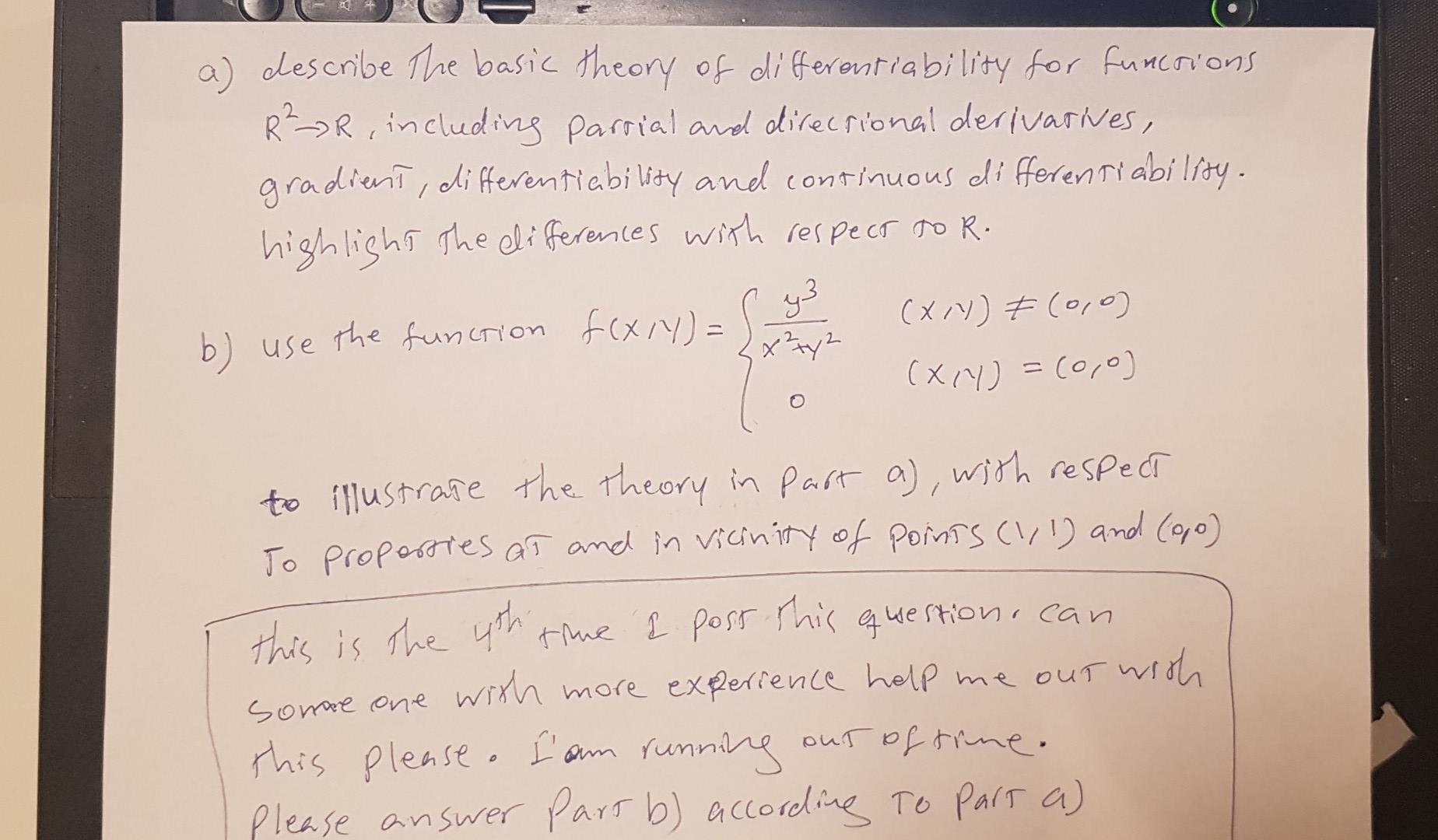 Solved a) describe the basic theory of differentiability for | Chegg.com