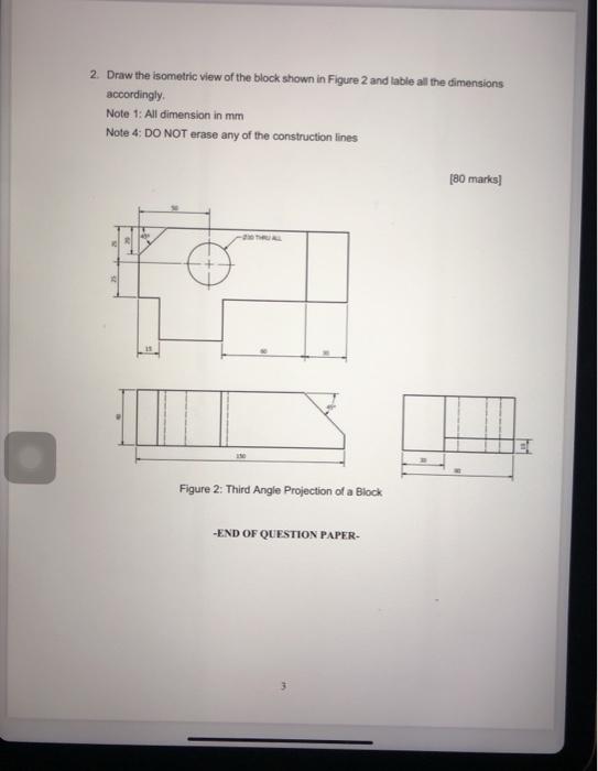 Solved 2. Draw the isometric view of the block shown in | Chegg.com
