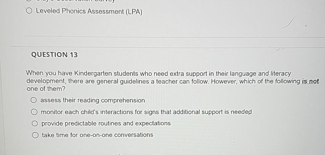 Solved Leveled Phonics Assessment (LPA)QUESTION 13When you | Chegg.com
