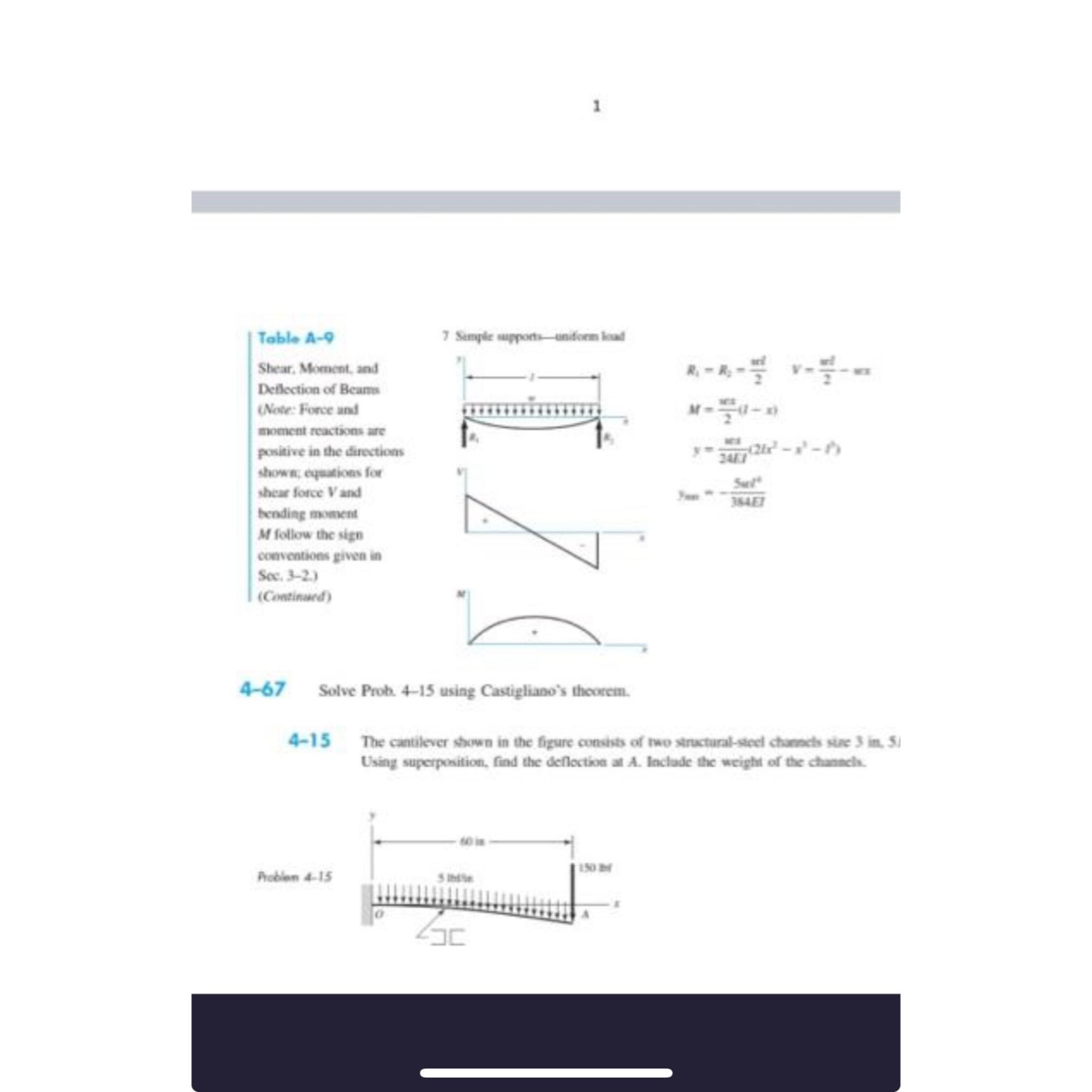 Solved Use Castiglianos Theorem To Verify The Maximum