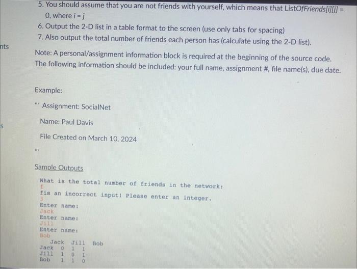 Solved Social Network Topics String Methods, for-loop, 2-D | Chegg.com