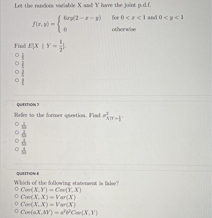 Solved Let the random variable X and Y have the joint p.d.f. | Chegg.com