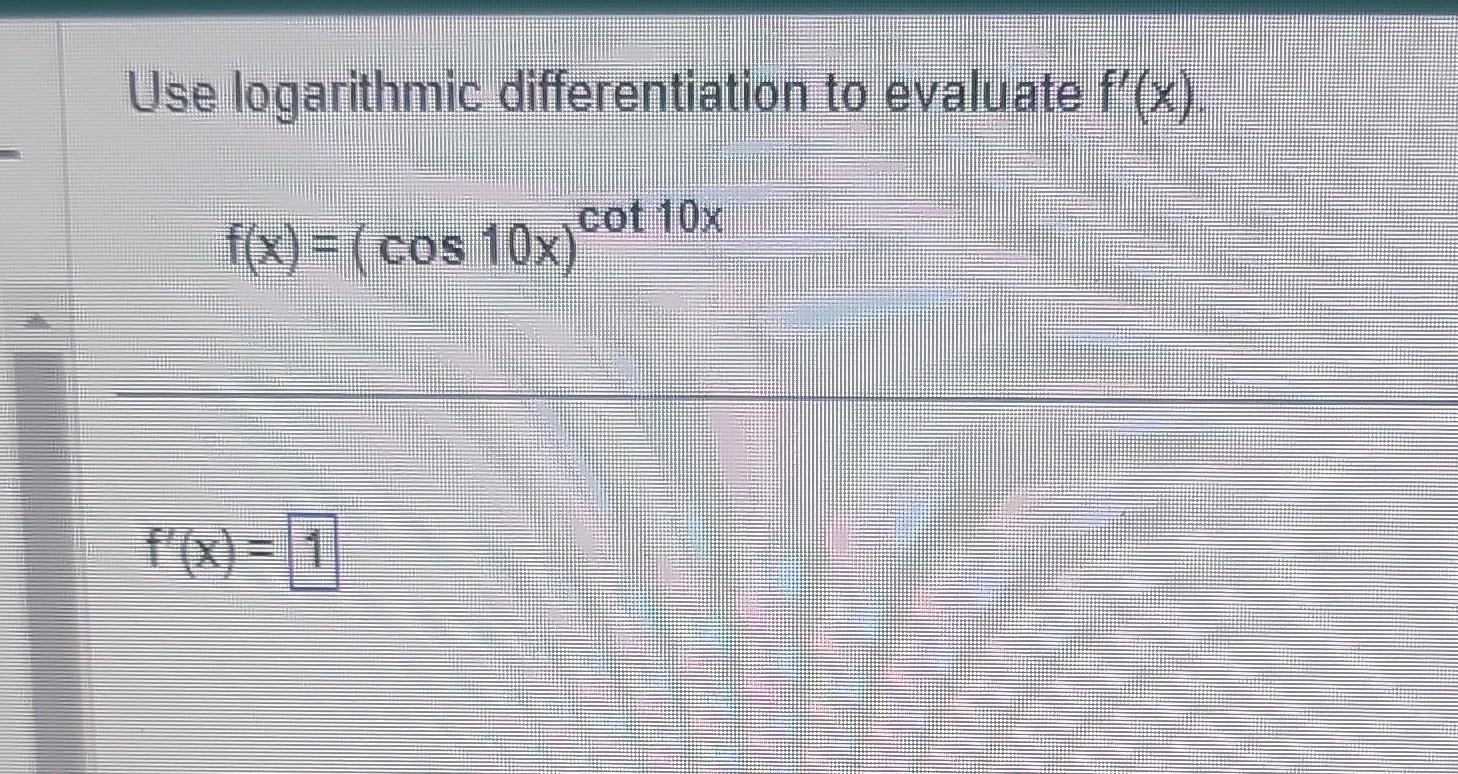 Solved Use logarithmic differentiation to evaluate f′(x) | Chegg.com