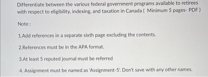 Solved Differentiate between the various federal government | Chegg.com
